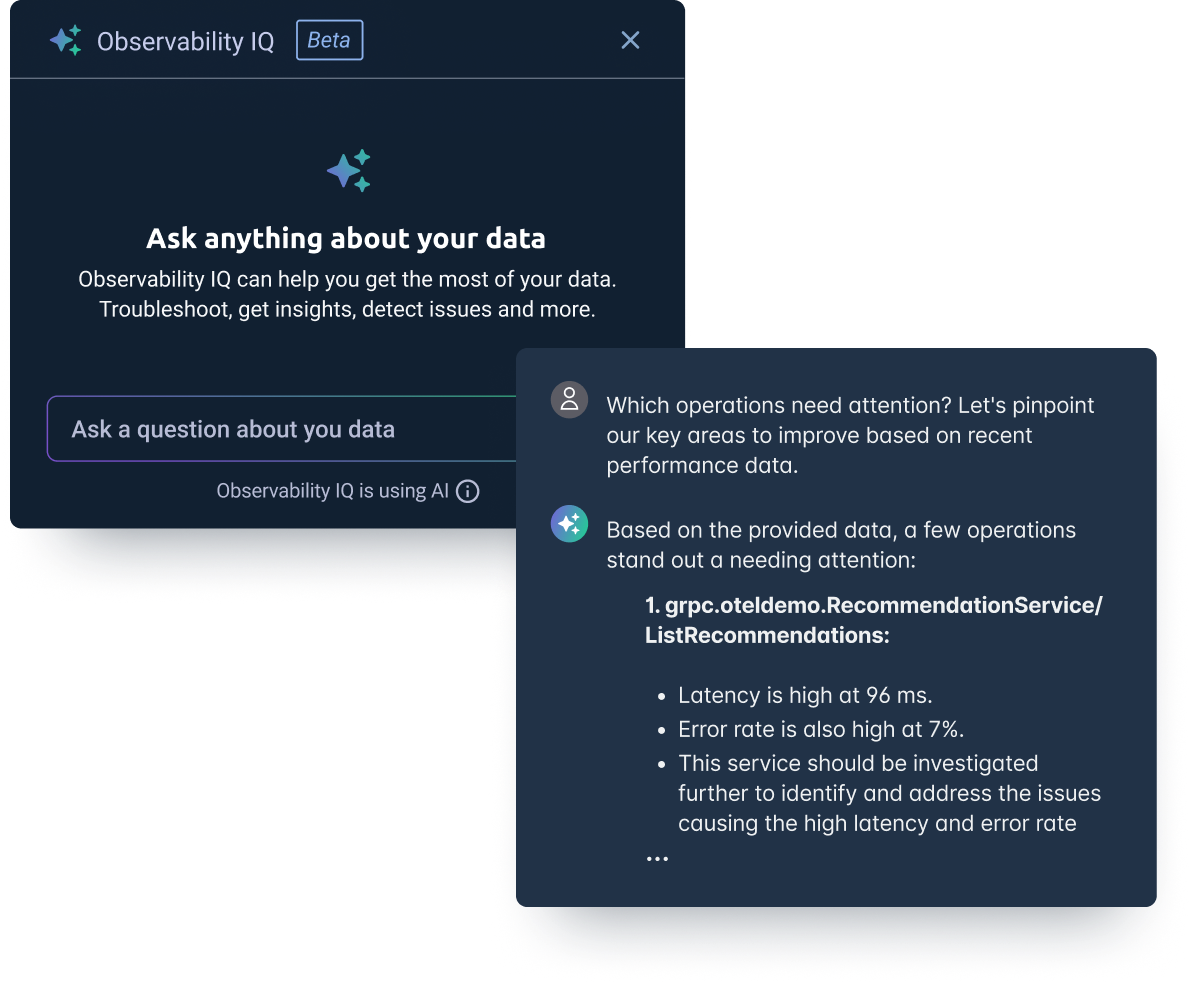 Logz.io Observability IQ - AI-powered observability for instant insights.